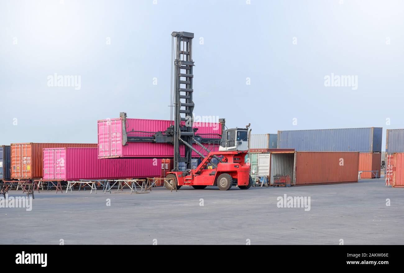 Container handlers in the harbor, transportation concepts Stock Photo ...
