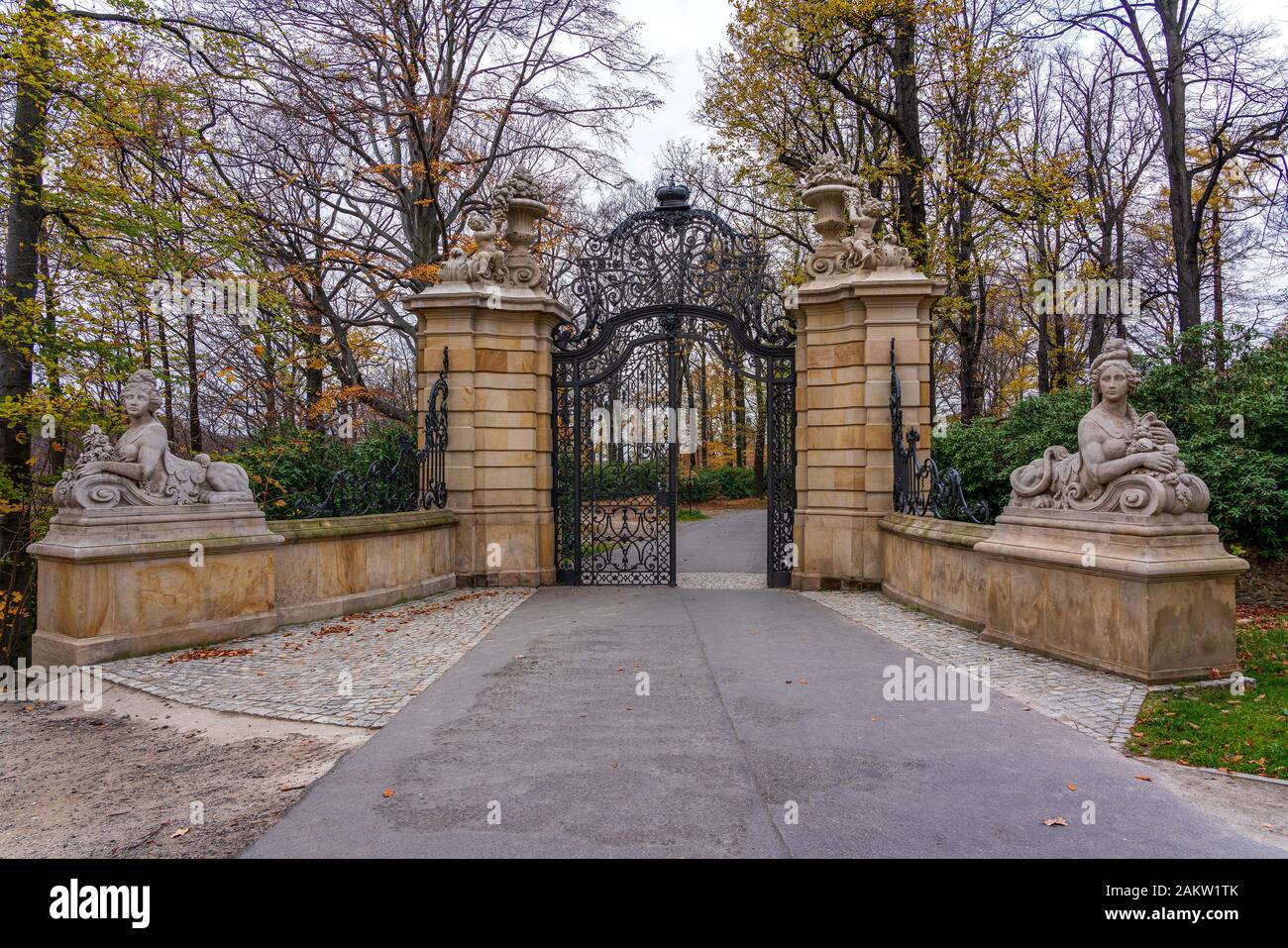 park gate to the castle of Książ in Poland Stock Photo - Alamy