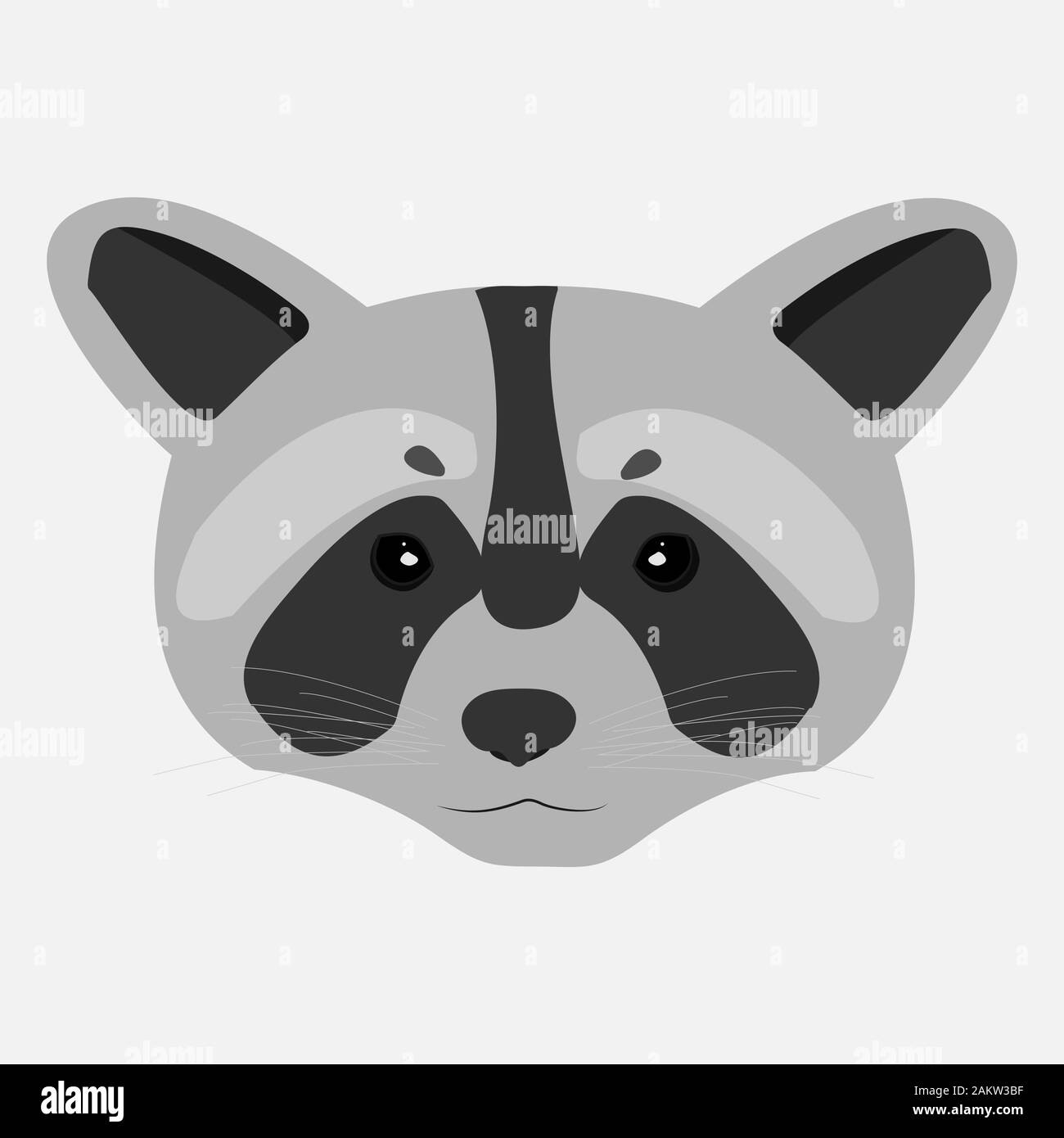 Raccoon Face Cartoon Black And White