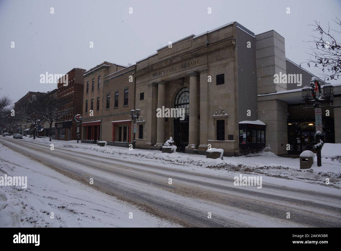 Oneonta USA - 29 December 2012 : Snow in street in Oneonta New York ...