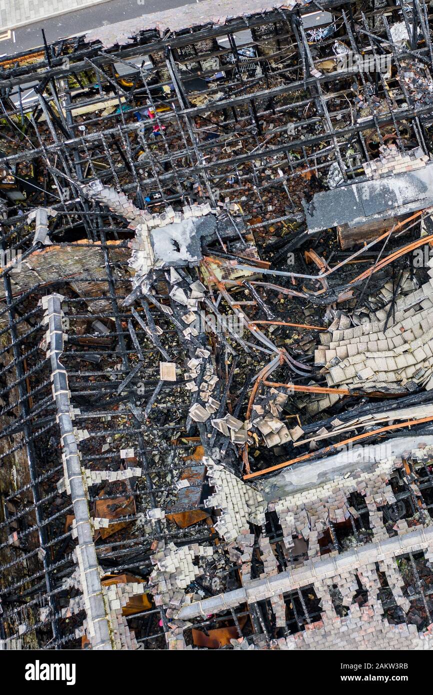 Aerial of fire burnt out building hi-res stock photography and images ...