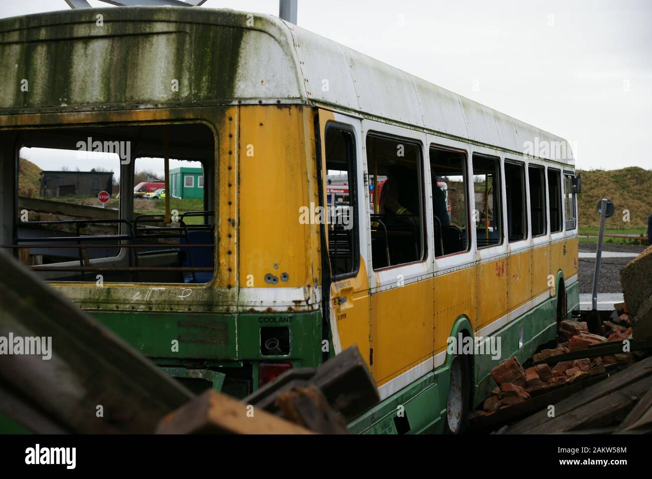 bus crash and explosion Stock Photo - Alamy
