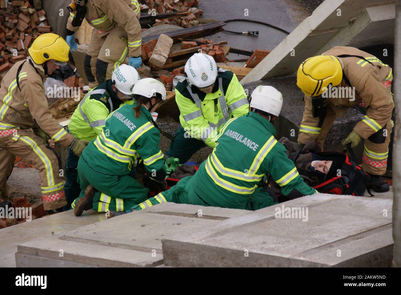 HART Team at building explosion, building collapse Stock Photo - Alamy