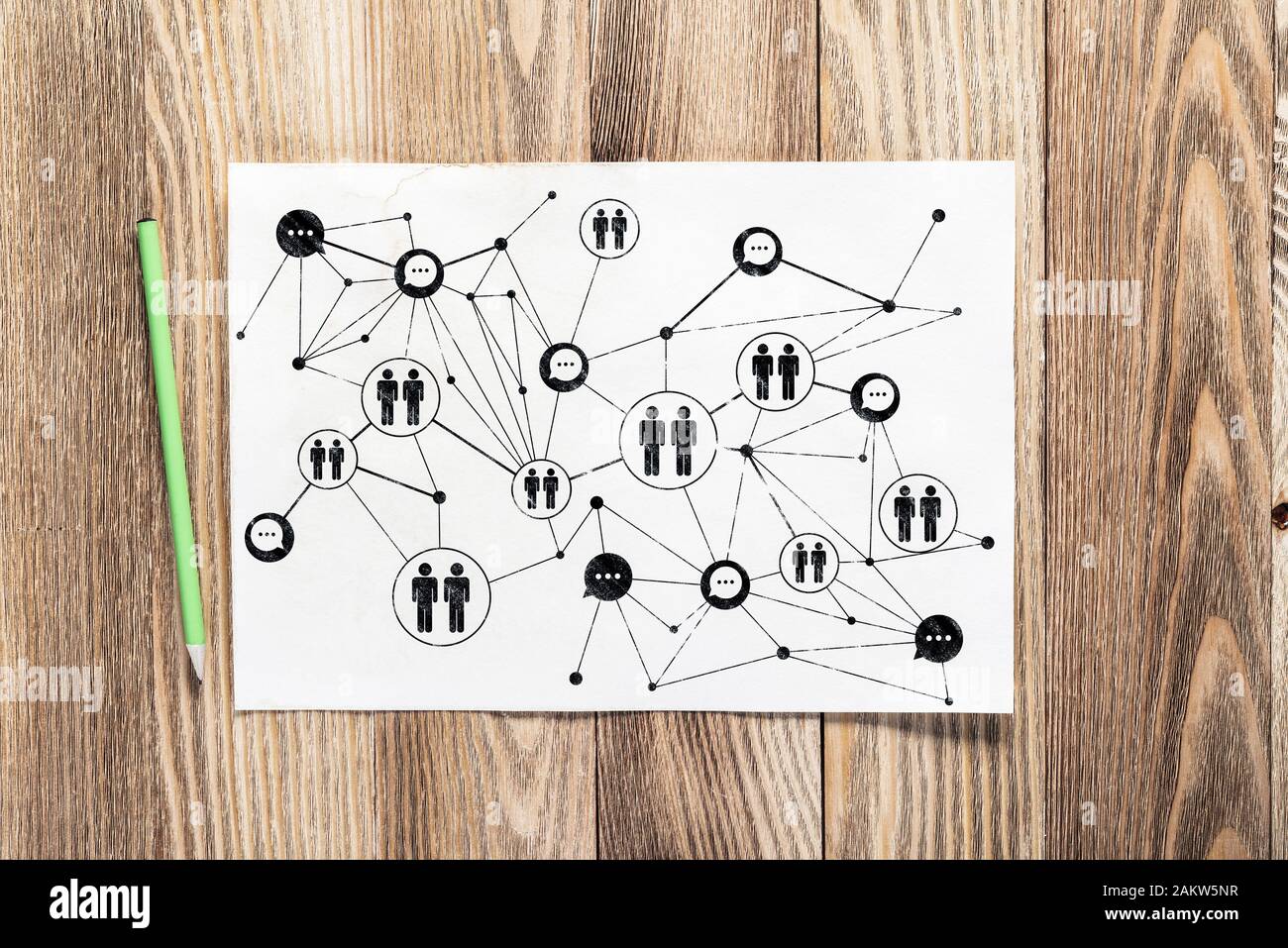 Social network structure pencil hand drawn Stock Photo - Alamy