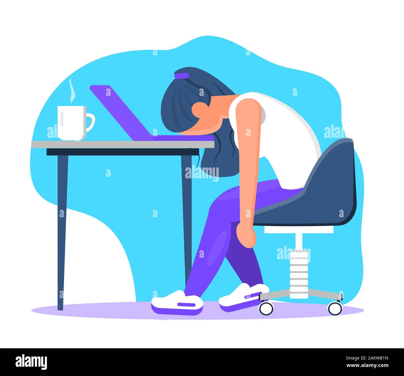 Burnout in professional life, emotional collapse concept vector. Tired ...