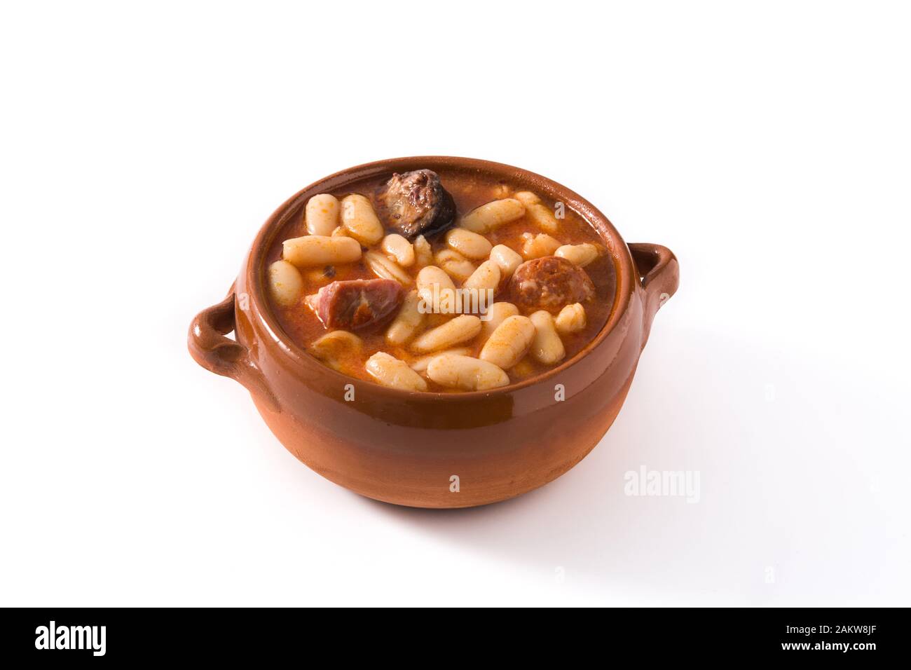 Typical Spanish fabada asturiana isolated on white background Stock ...