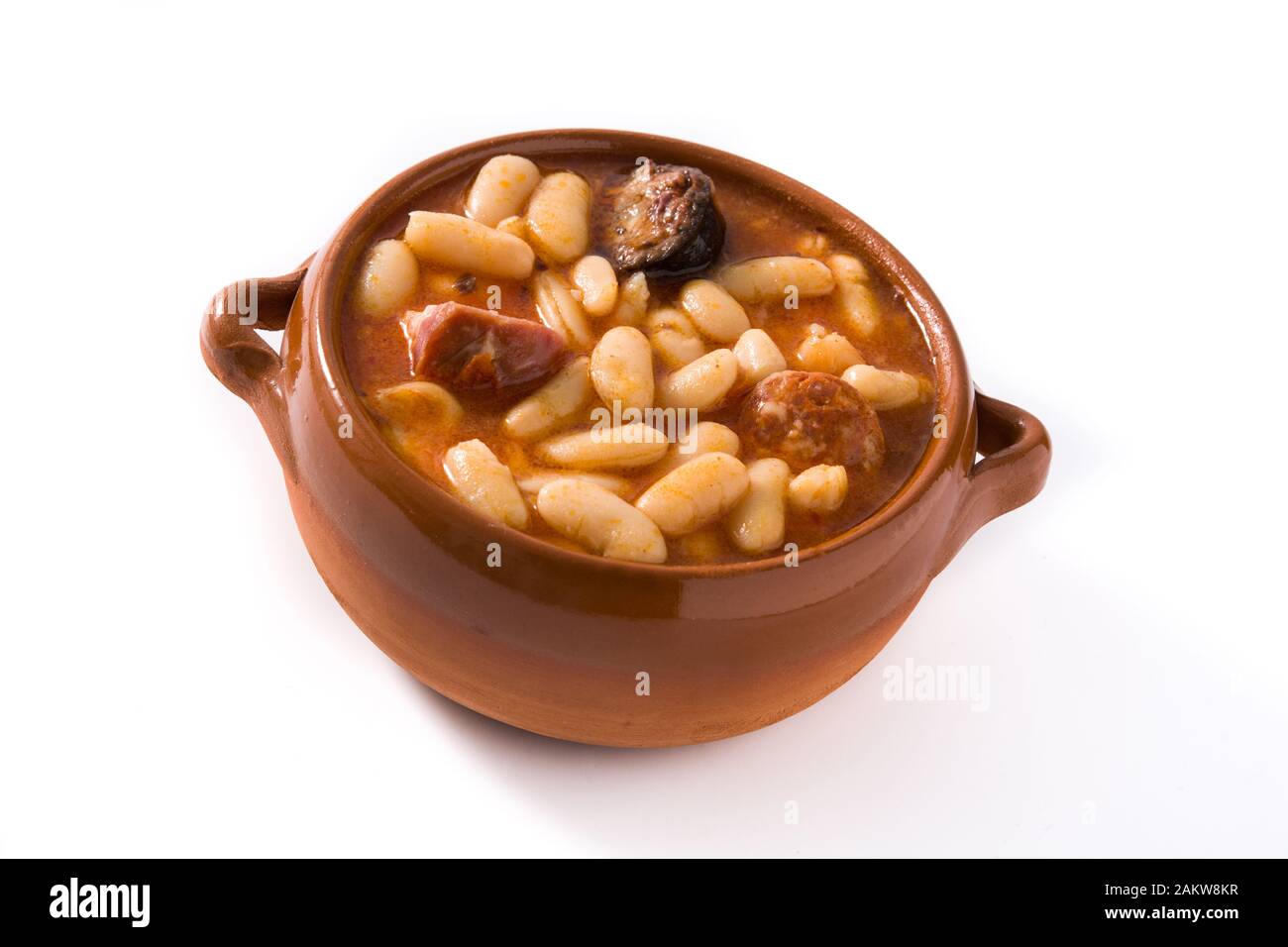Typical Spanish fabada asturiana isolated on white background Stock ...