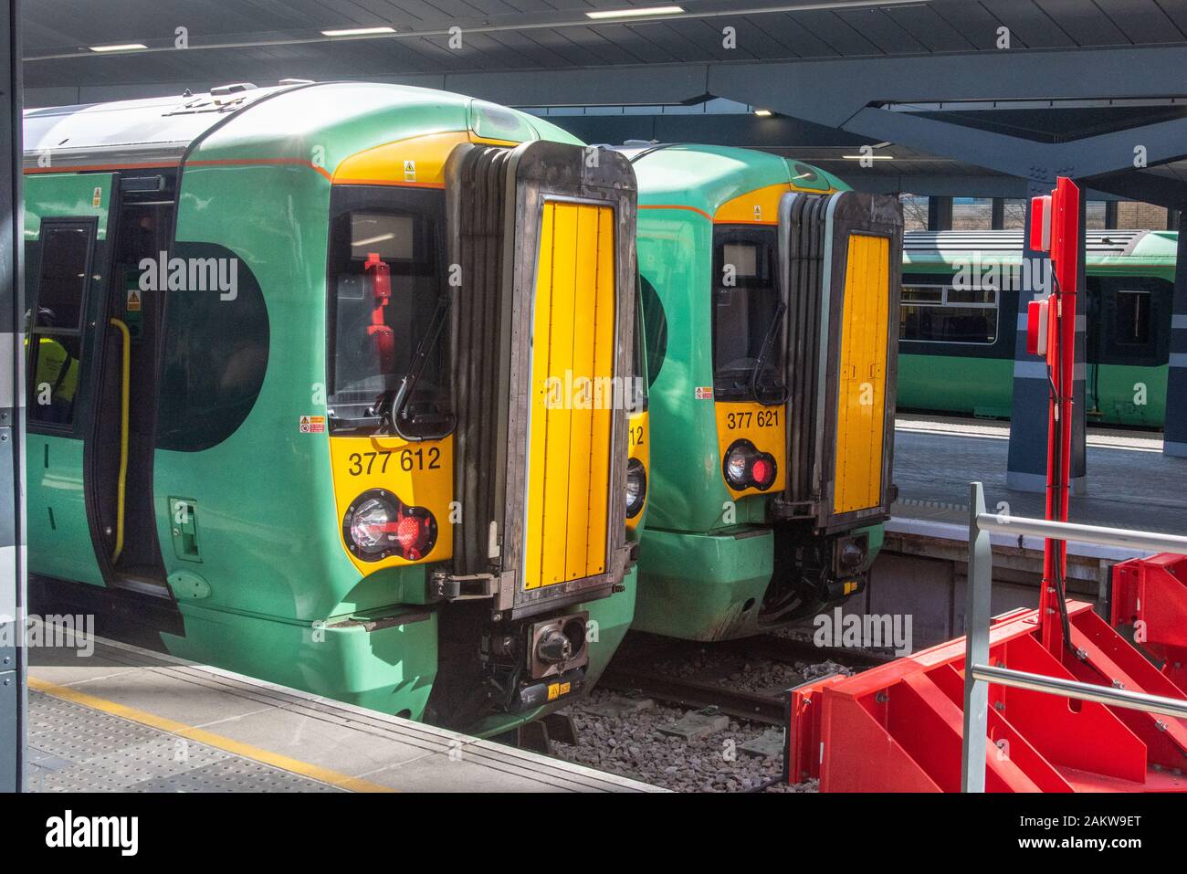 LONDON, UK - 24MAR2019: Southern Railways class 377 trains number ... LONDON, UK - 24MAR2019: Southern Railways class 377 trains number ...