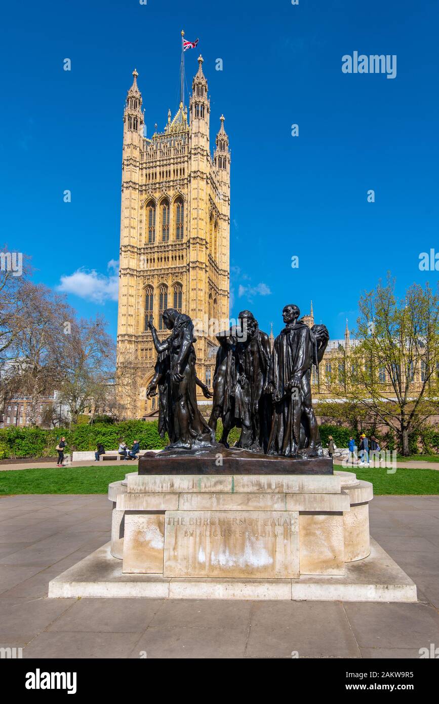 LONDON, UK - 24MAR2019: The Burghers of Calais, a statue by August ...