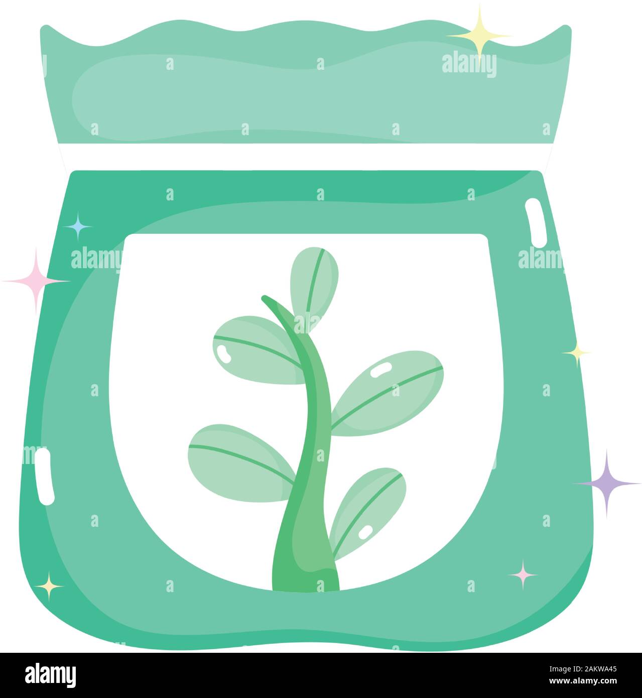 kawaii gardening cartoon fertilizer plant bag vector illustration Stock ...