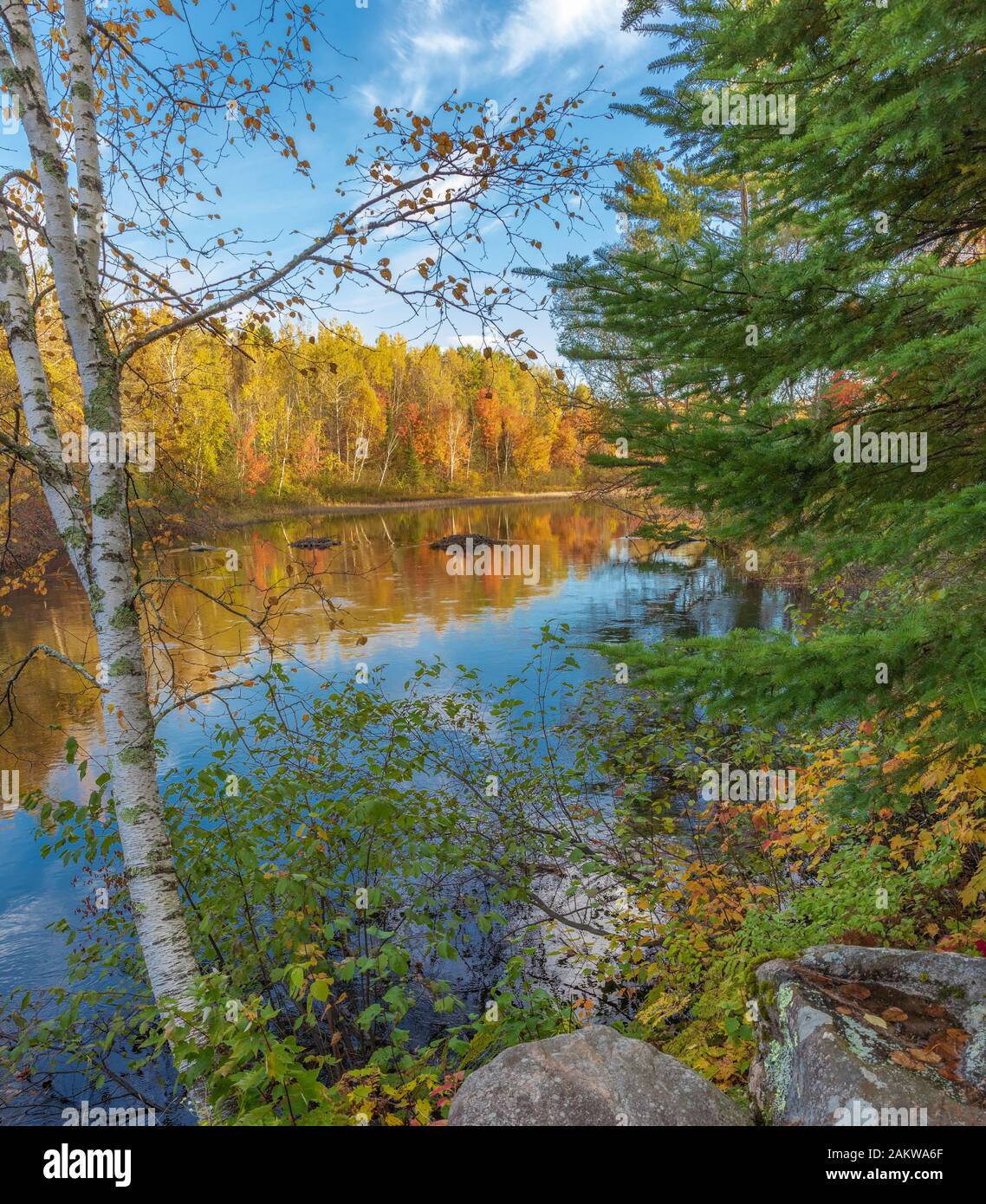 Fall colors on the Chippewa River in the Chequamegon National Forest ...