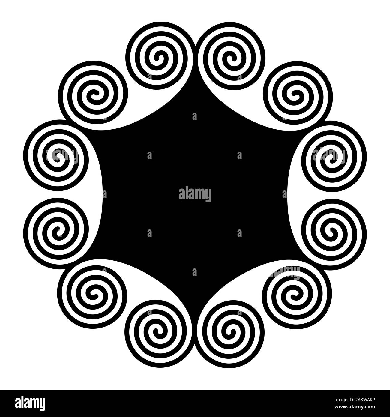 Emblem made of double spiral ornaments. Linear spirals forming a ...