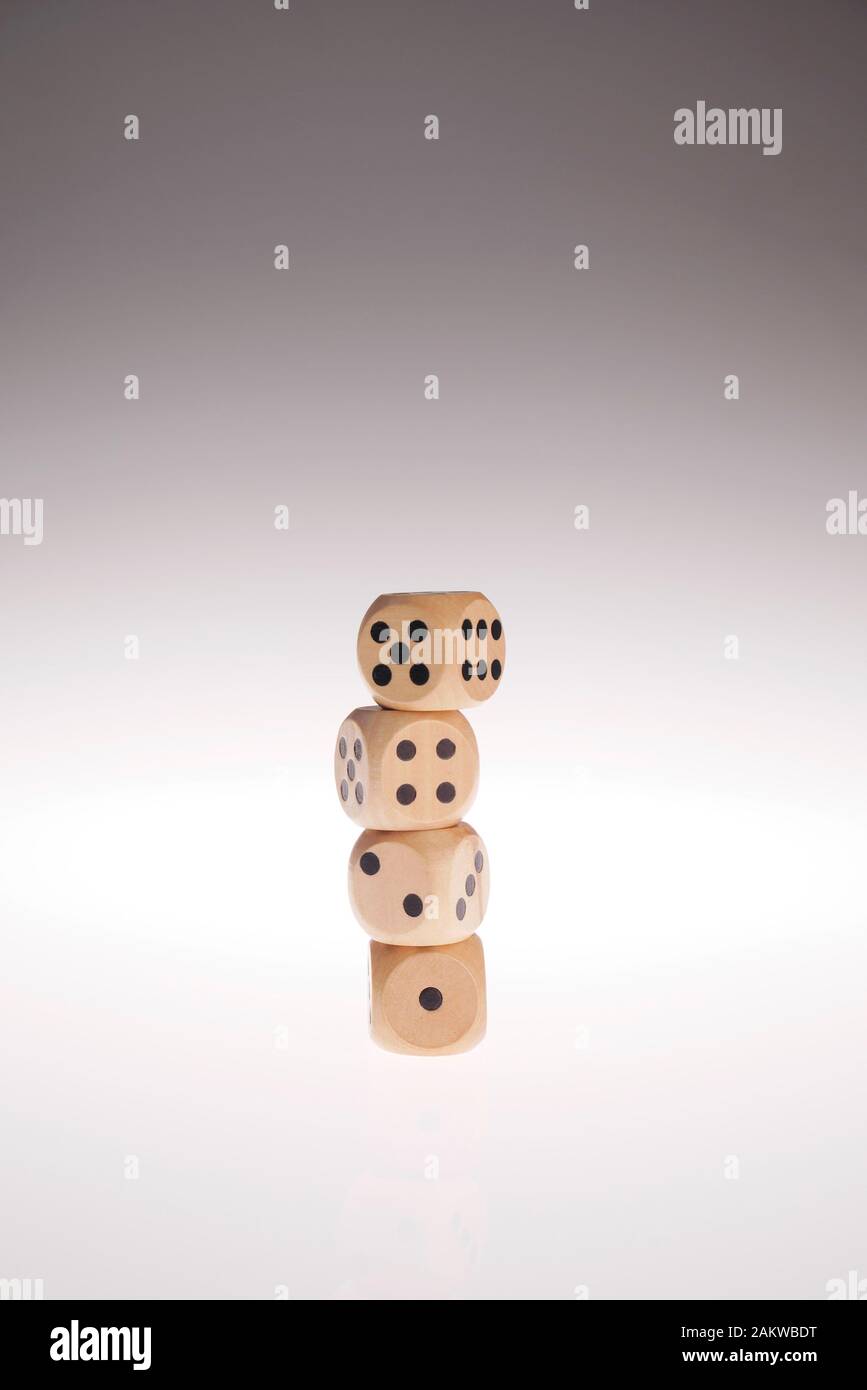 STILL LIFE OF WOODEN DICE ON A WHITE BACKGROUND Stock Photo - Alamy