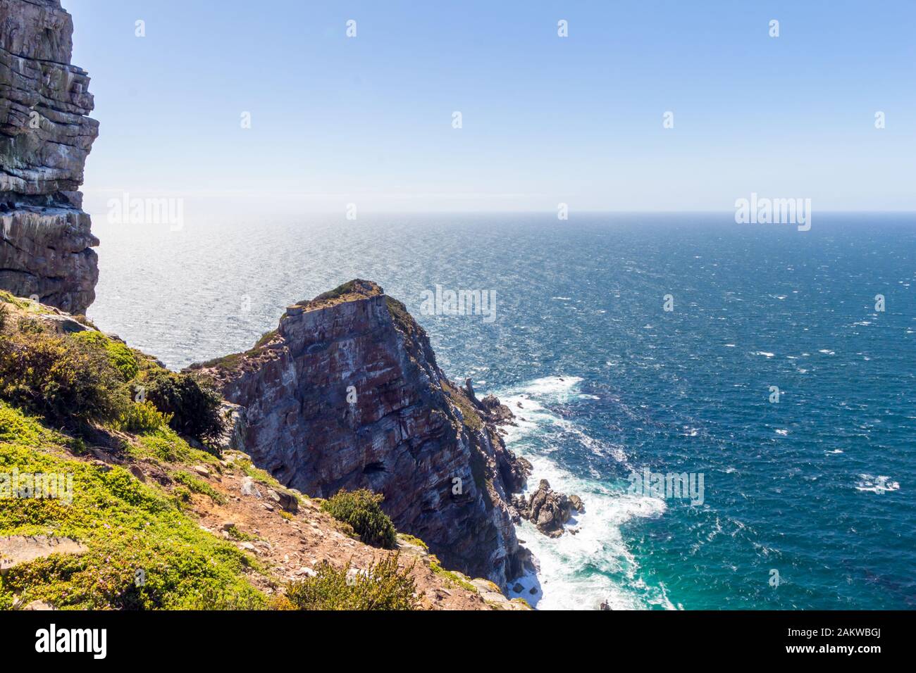 Cape Point in South Africa - Steep rocky cliffs overlooking the ...