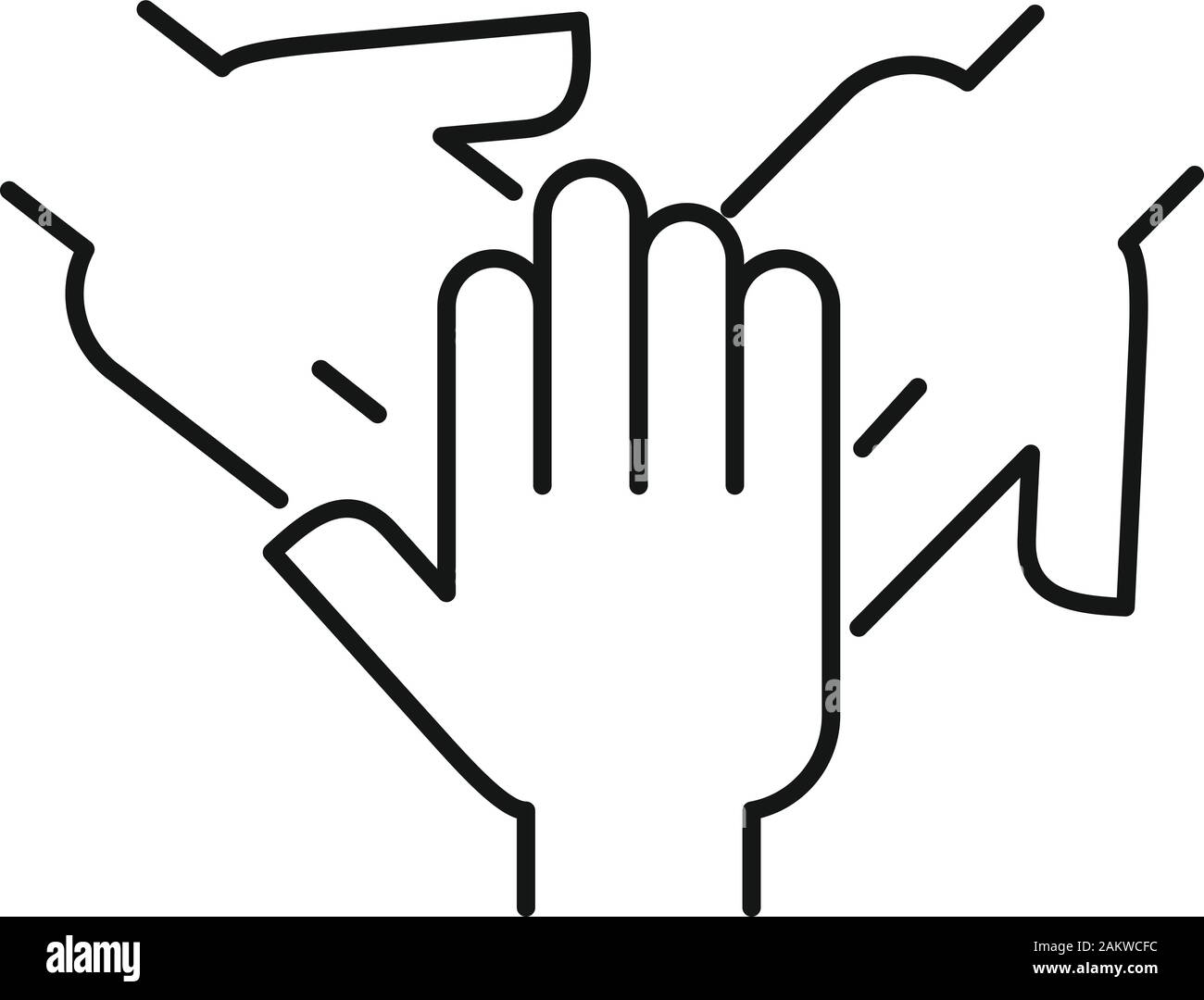 Hands help cooperation icon. Outline hands help cooperation vector icon ...