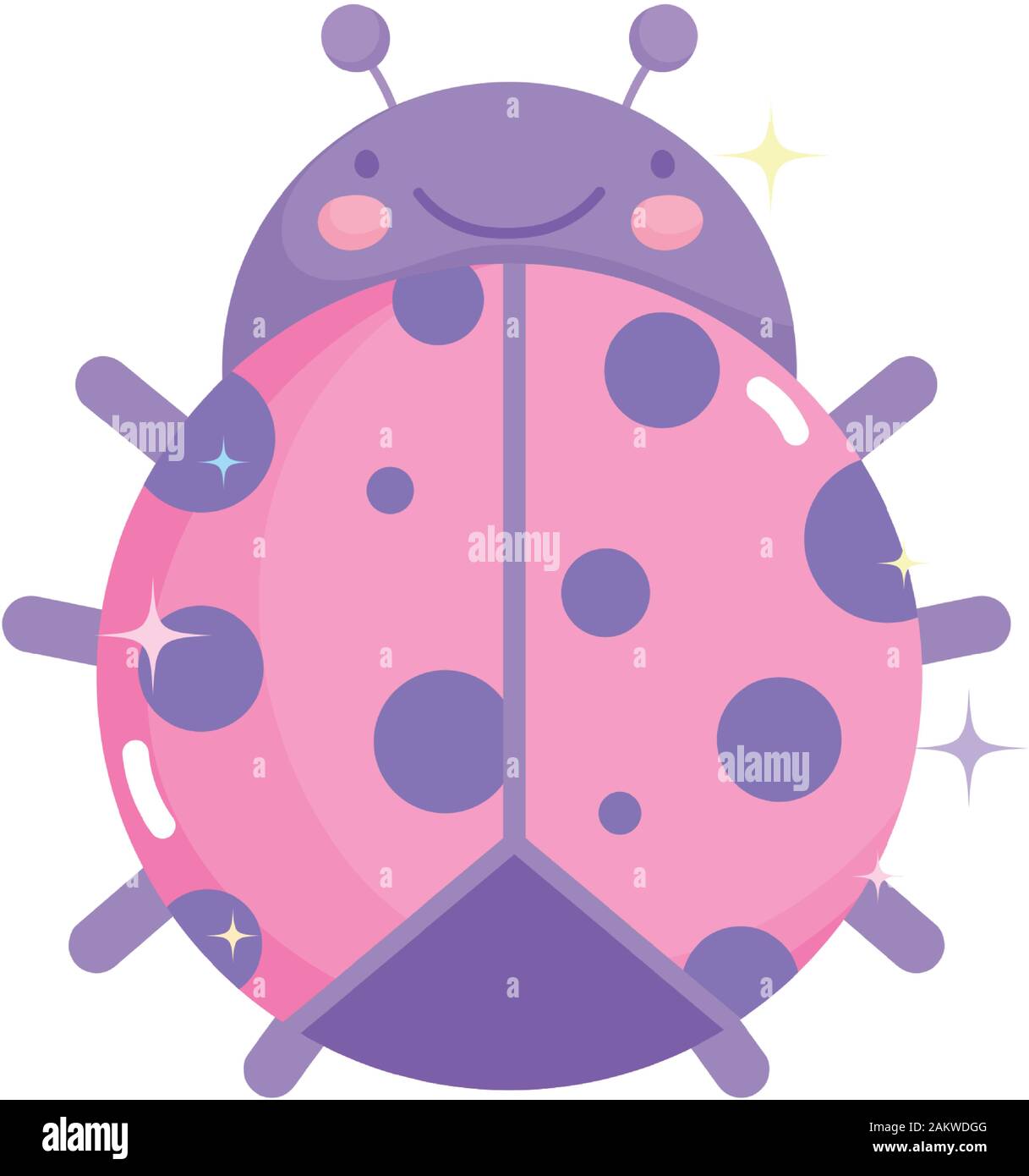 kawaii gardening cartoon cute ladybug insect vector illustration Stock ...