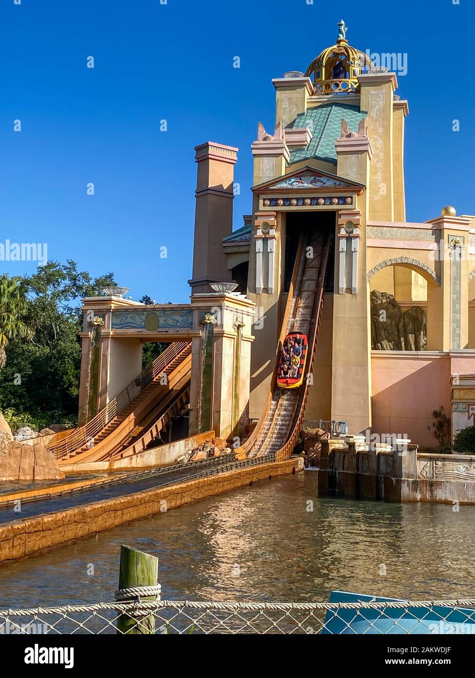 Orlando,FL/USA-12/25/19: People on the Journey to Atlantis Roller ...