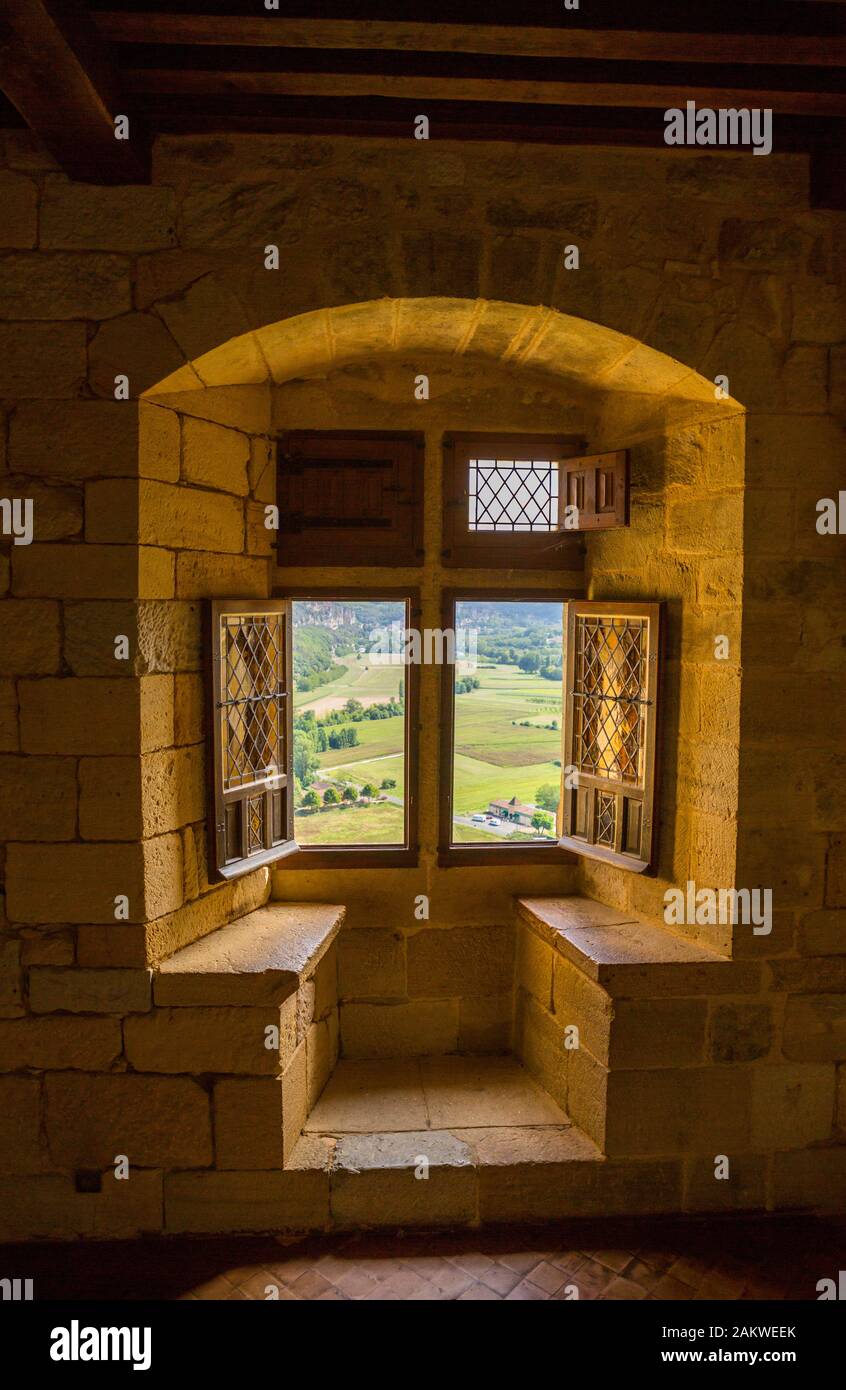 Interior view on medieval fortress Castelnaud Castle (Chateau de ...