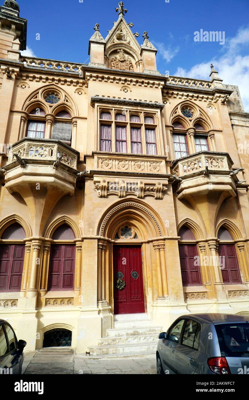 historische Altstadt Mdina- Haus mit aussergewöhnlicher Fassade am St ...