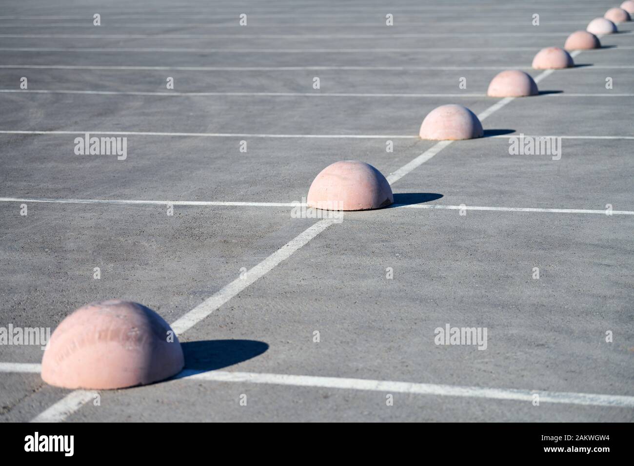 Concrete hemispheres parking limiter. Protection from car parking ...
