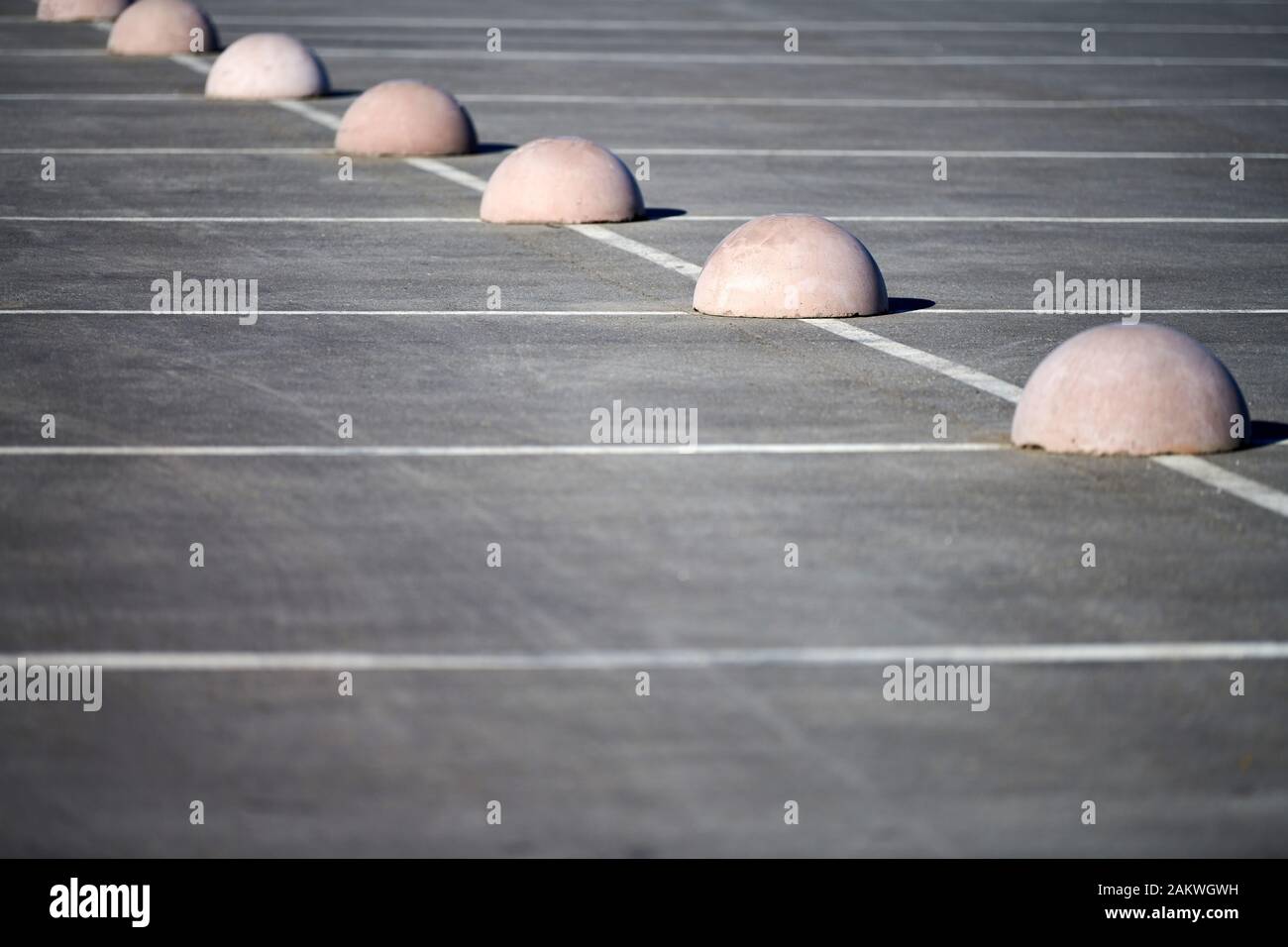 Concrete hemispheres parking limiter. Protection from car parking ...