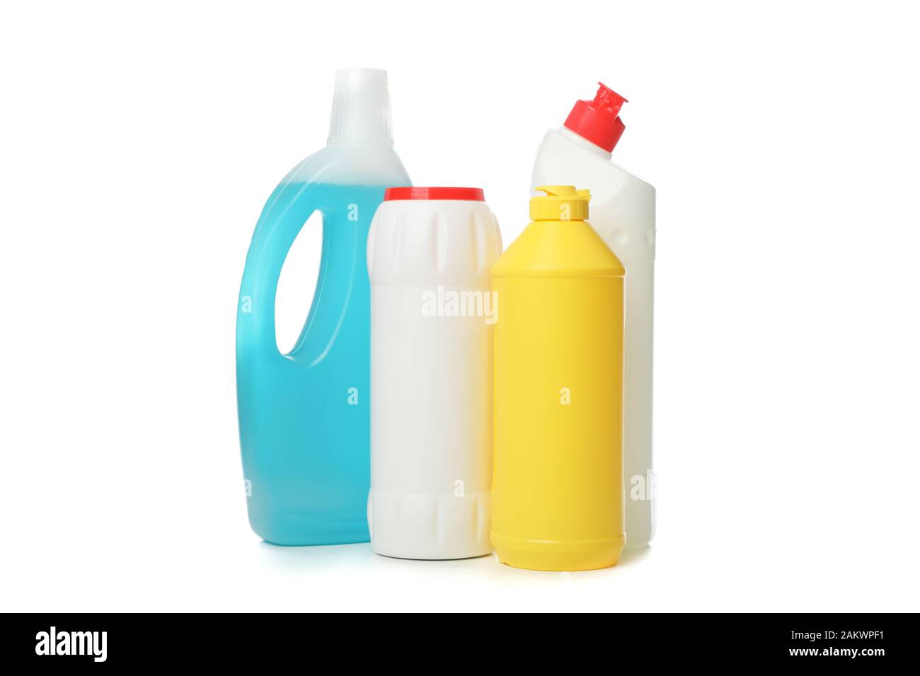 Group of bottles with detergent isolated on white background Stock ...