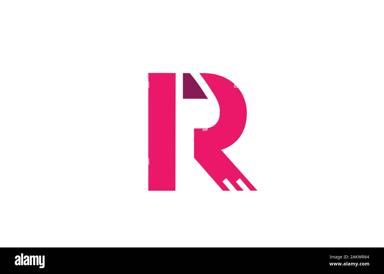 pink white alphabet letter R logo design icon for business company ...