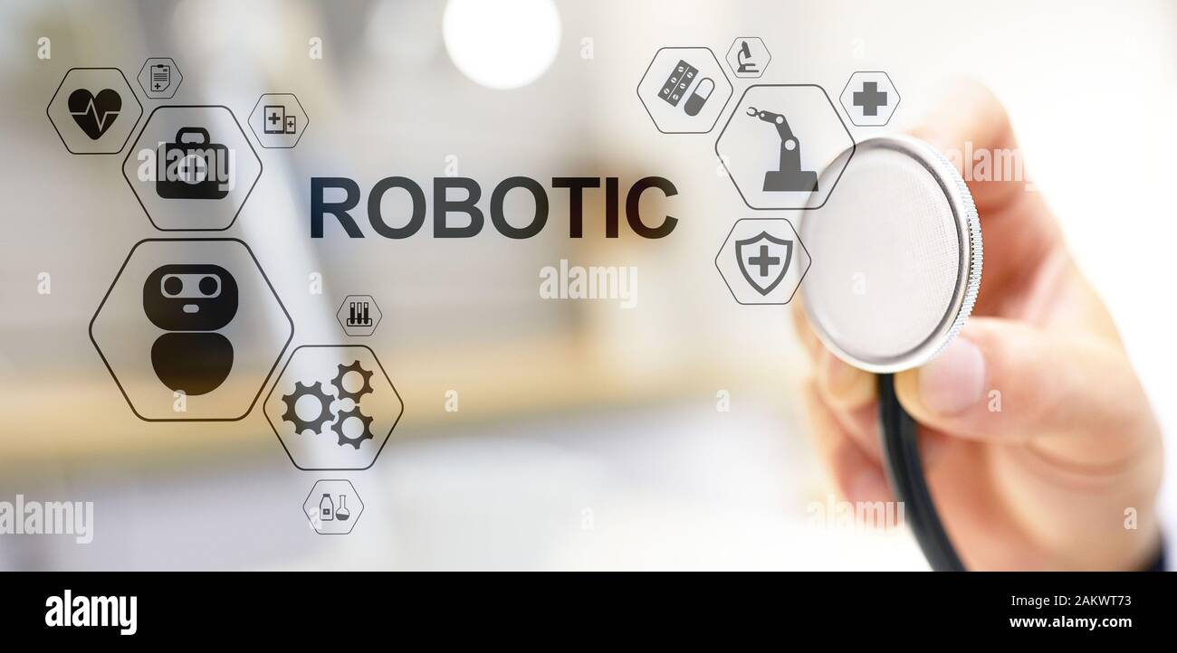 Medical robot rpa automation modern technology in medicine concept ...