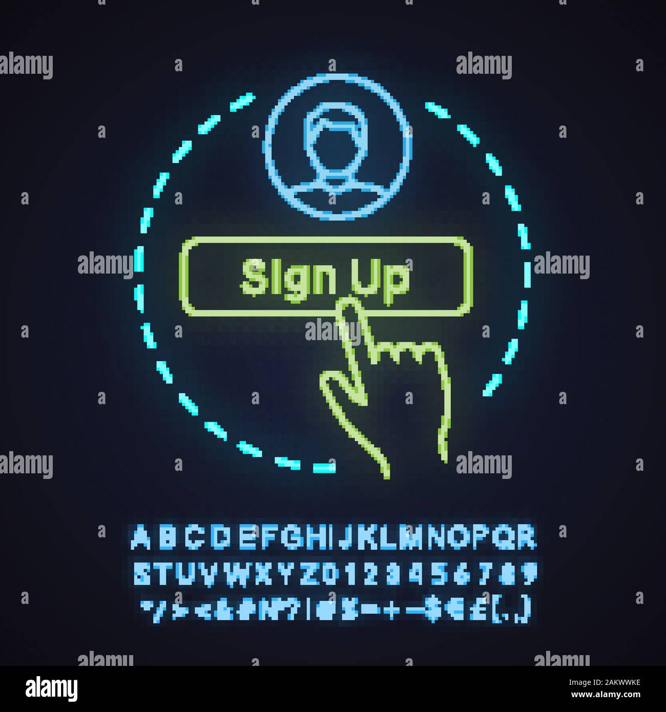 User's account neon light concept icon. Sign up idea. Authorization ...