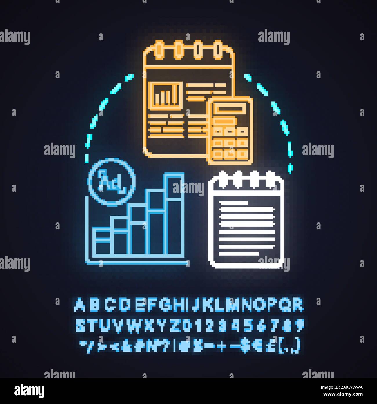 Ad campaign metrics neon light concept icon. Advertising testing idea ...