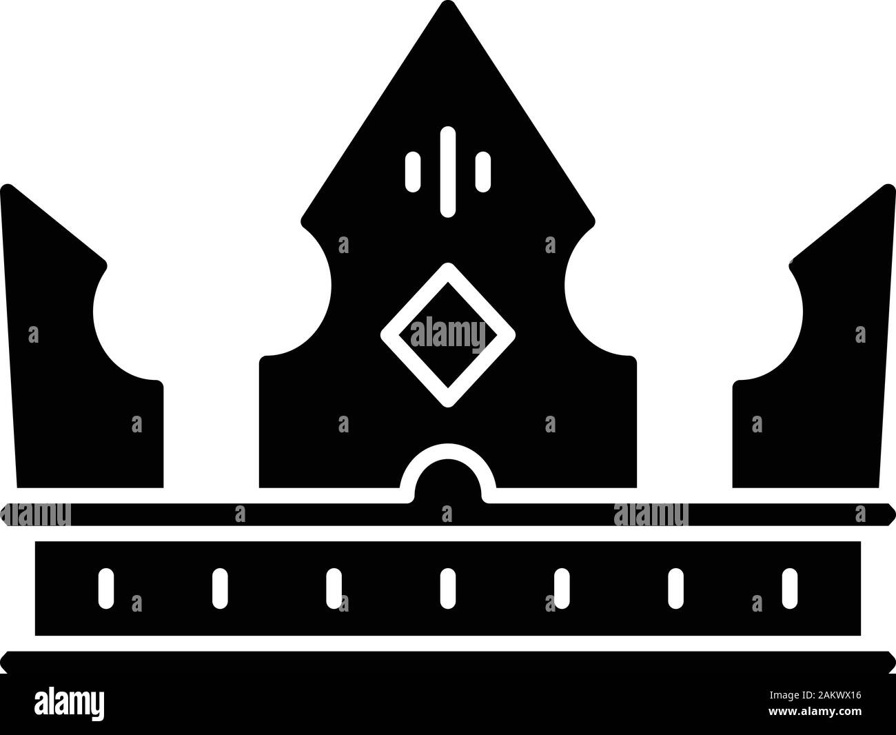 Crown of king glyph icon. Symbol of power. Headwear for monarch ...