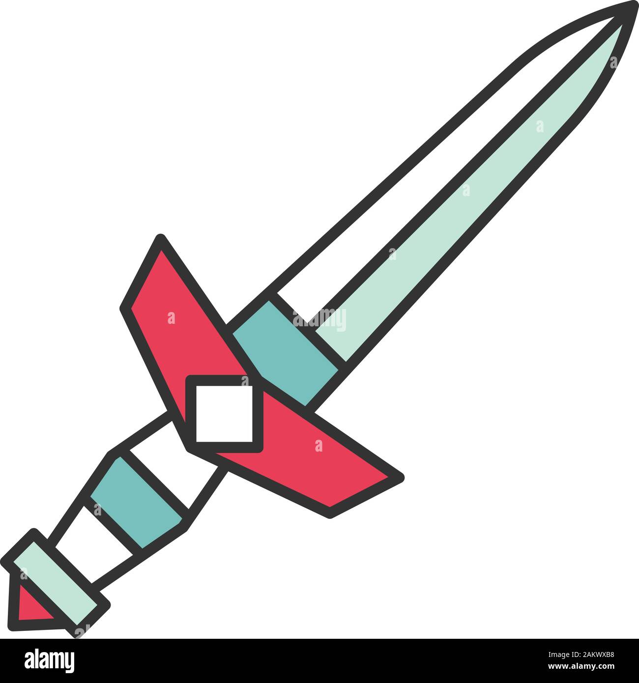 Medieval dagger color icon. Double edged small pointed knife. Weapon ...