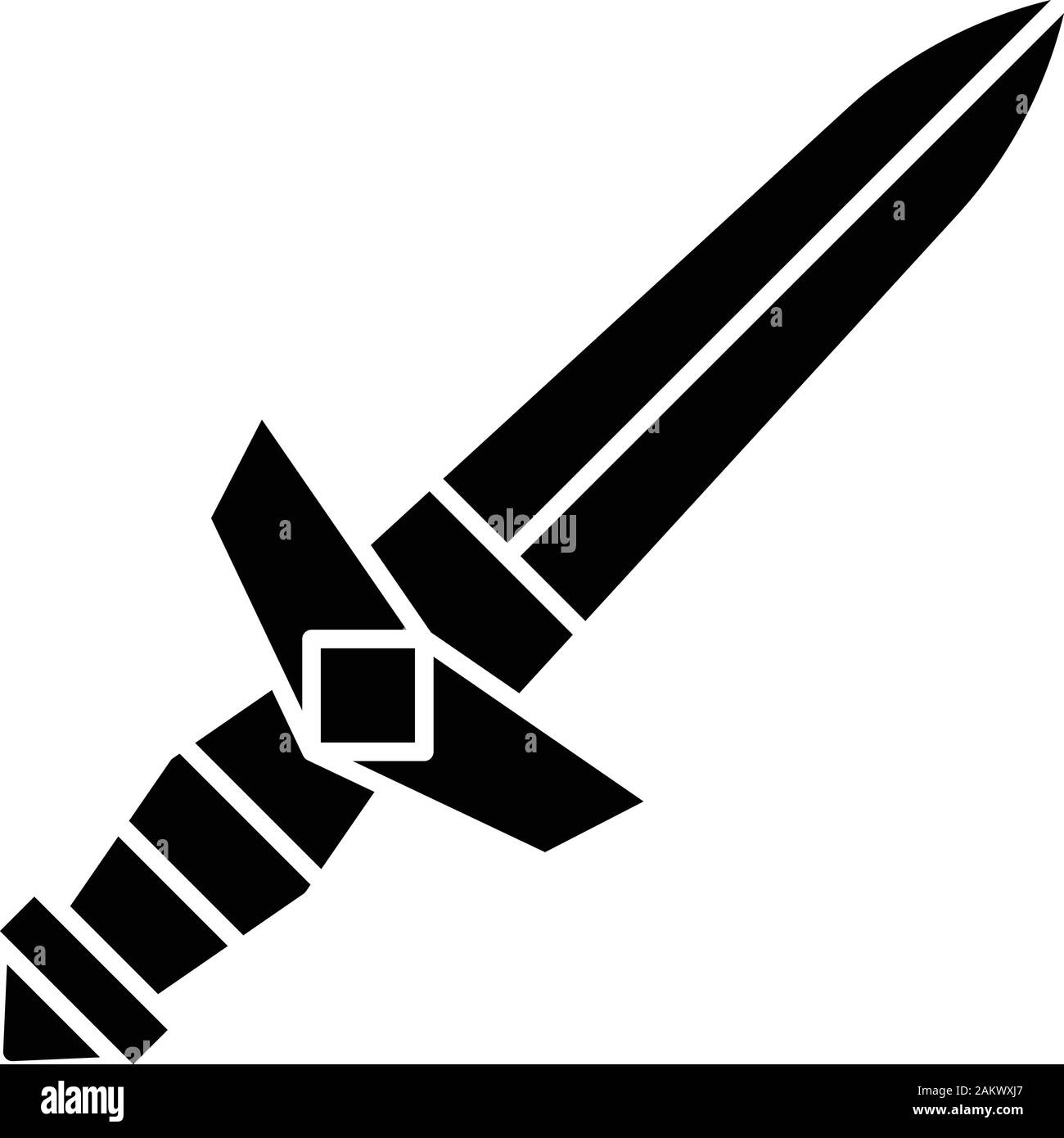 Medieval dagger glyph icon. Double edged small pointed knife. Weapon ...
