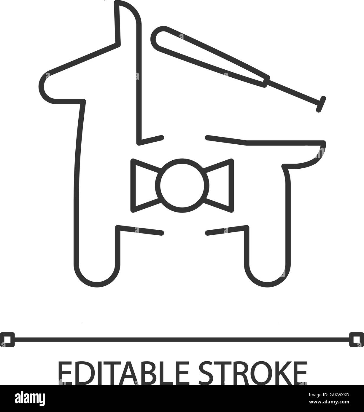 Pinata linear icon. Horse figure with toys and sweets. Thin line ...