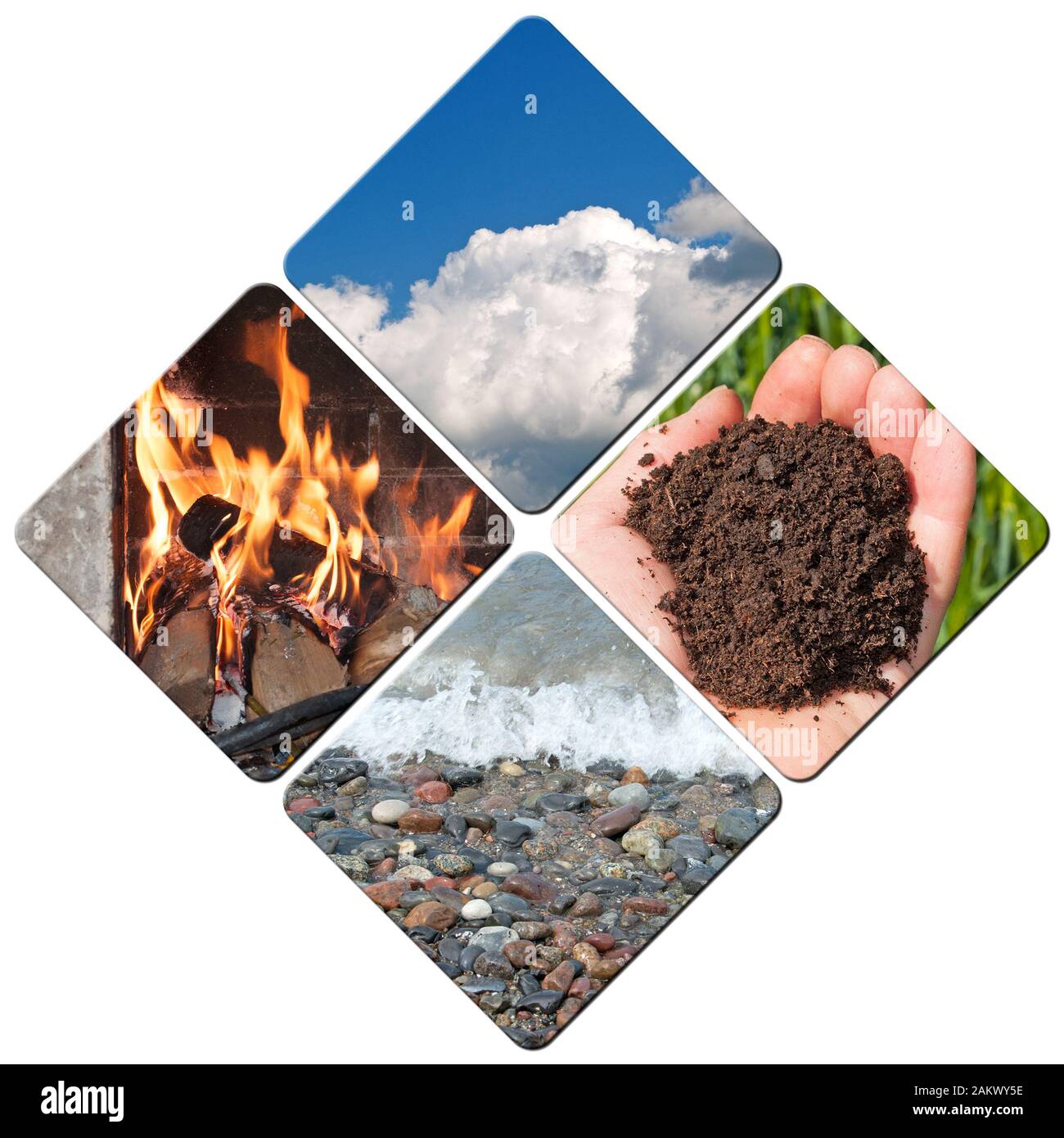 The four elements in a collage Stock Photo - Alamy