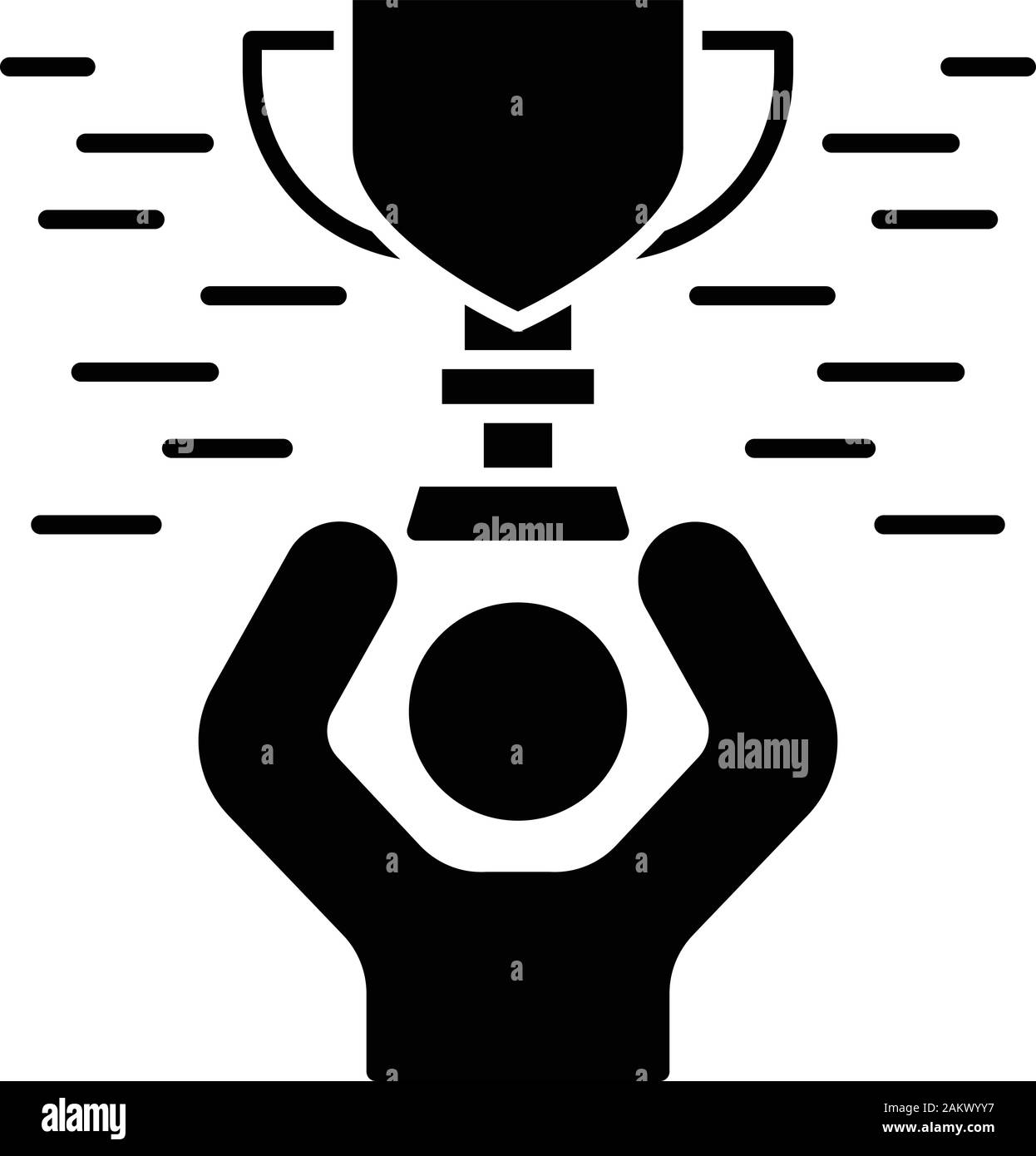 Tournament winning glyph icon. Esports competition. Gamer with award ...