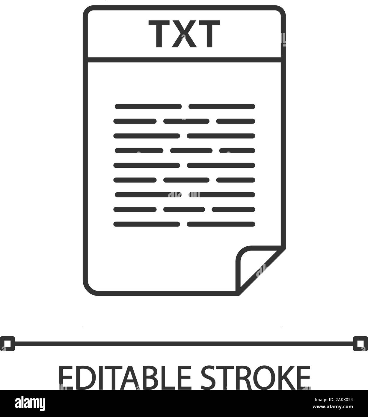 TXT file linear icon. Text file format. Unformatted text document. Thin ...