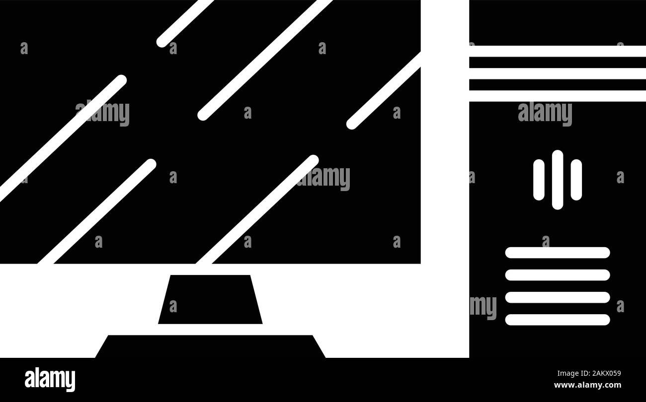 Gaming computer and monitor glyph icon. Esports hardware. Video game ...