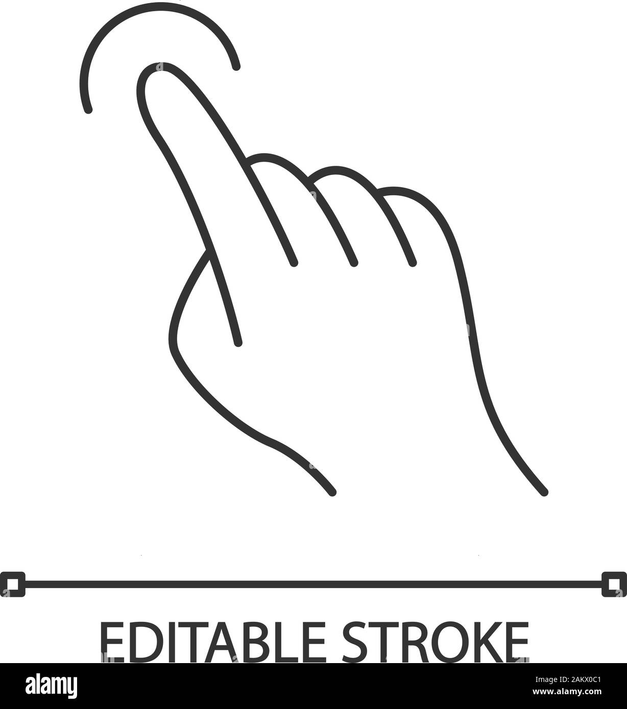 Touchscreen gesture linear icon. Tap, point, click, gesturing. Human ...