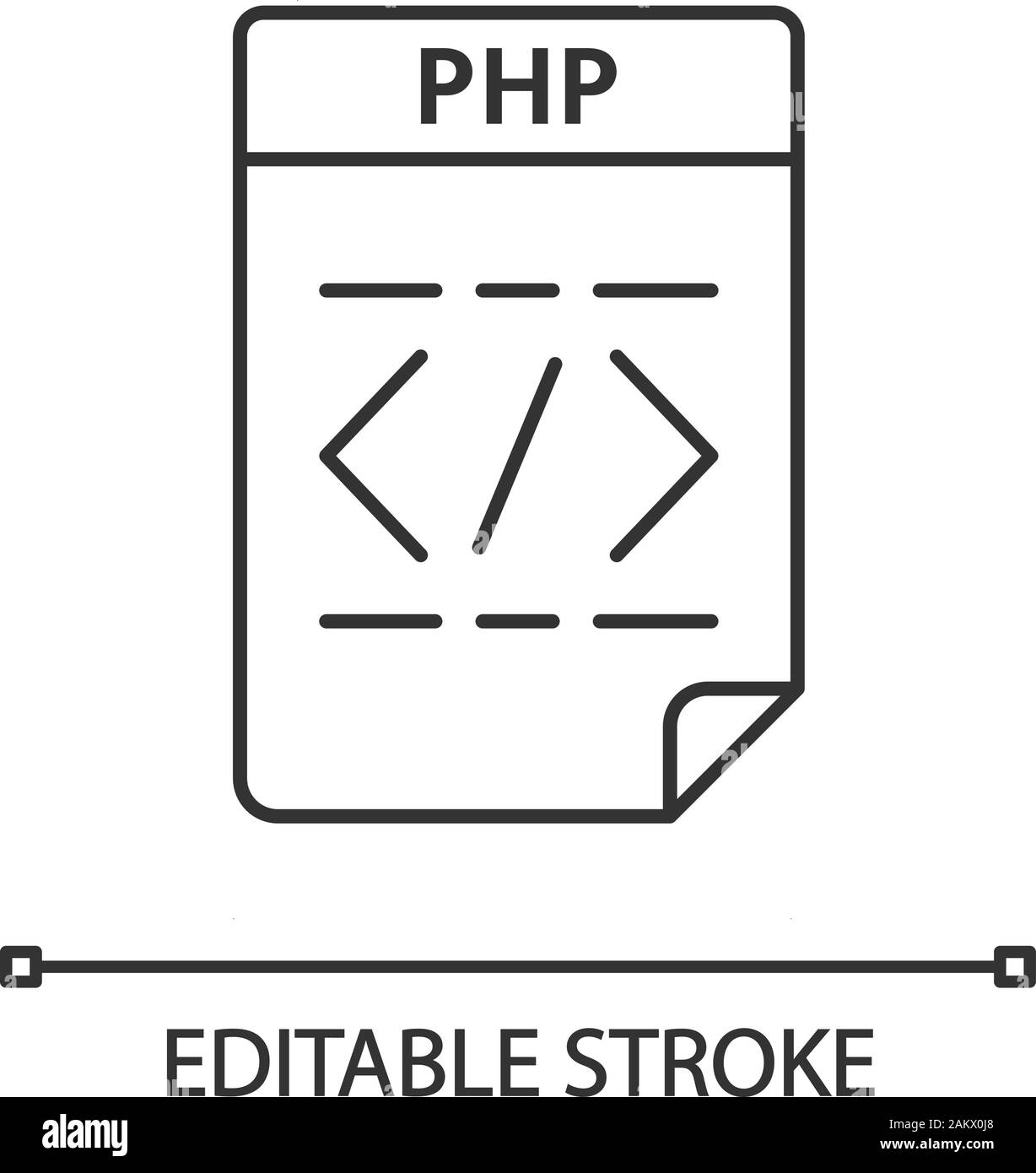 Php File Linear Icon Source Code File Hypertext Preprocessor Thin Line Illustration Contour