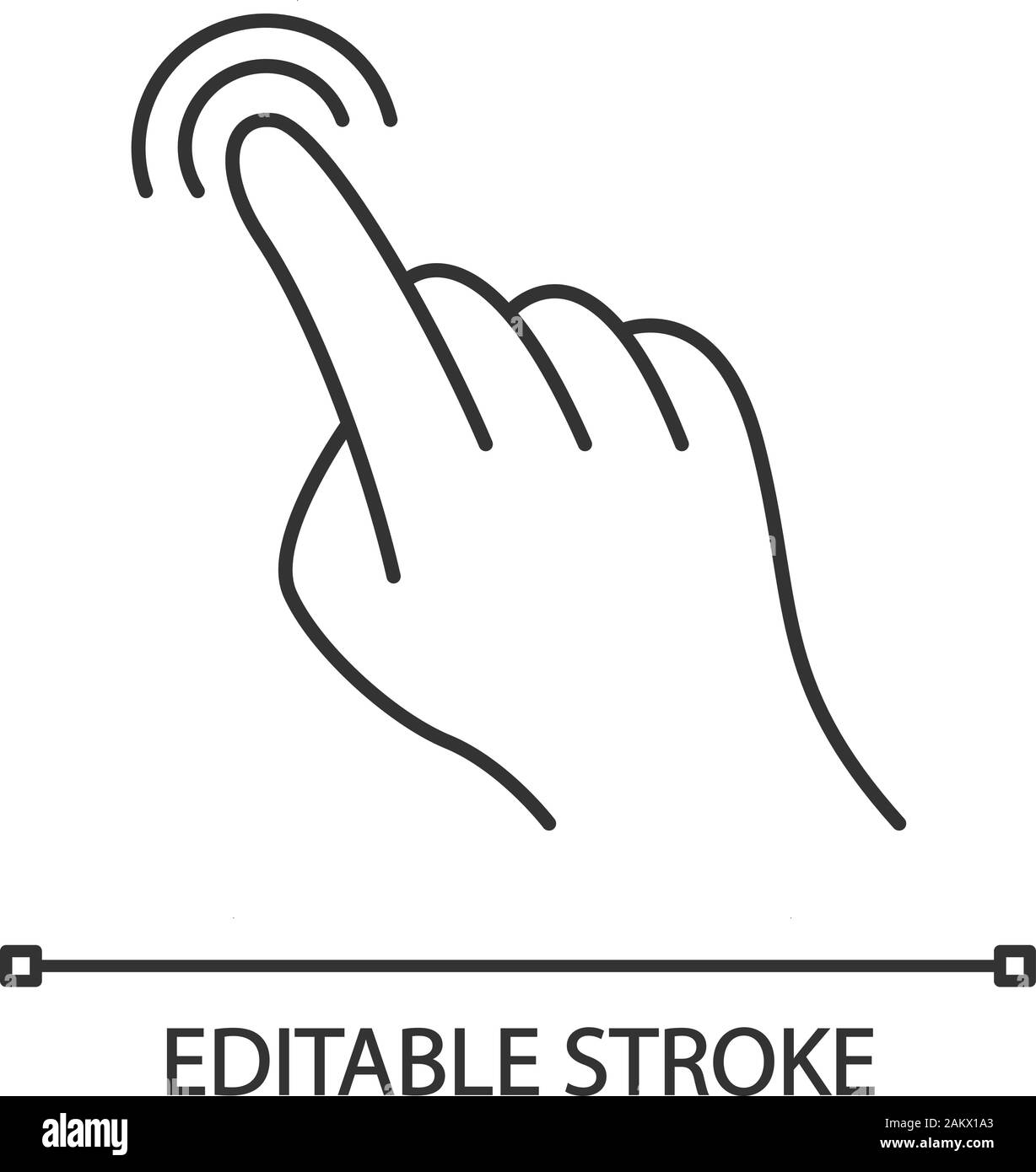 Touchscreen gesture linear icon. Point, click, 2x tap gesturing. Human ...