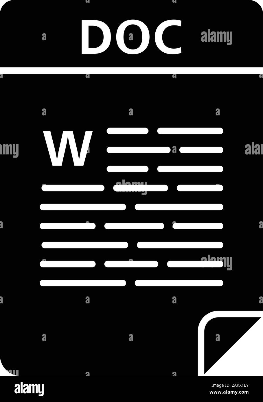 Doc File Glyph Icon Word Processing Document Text File Format