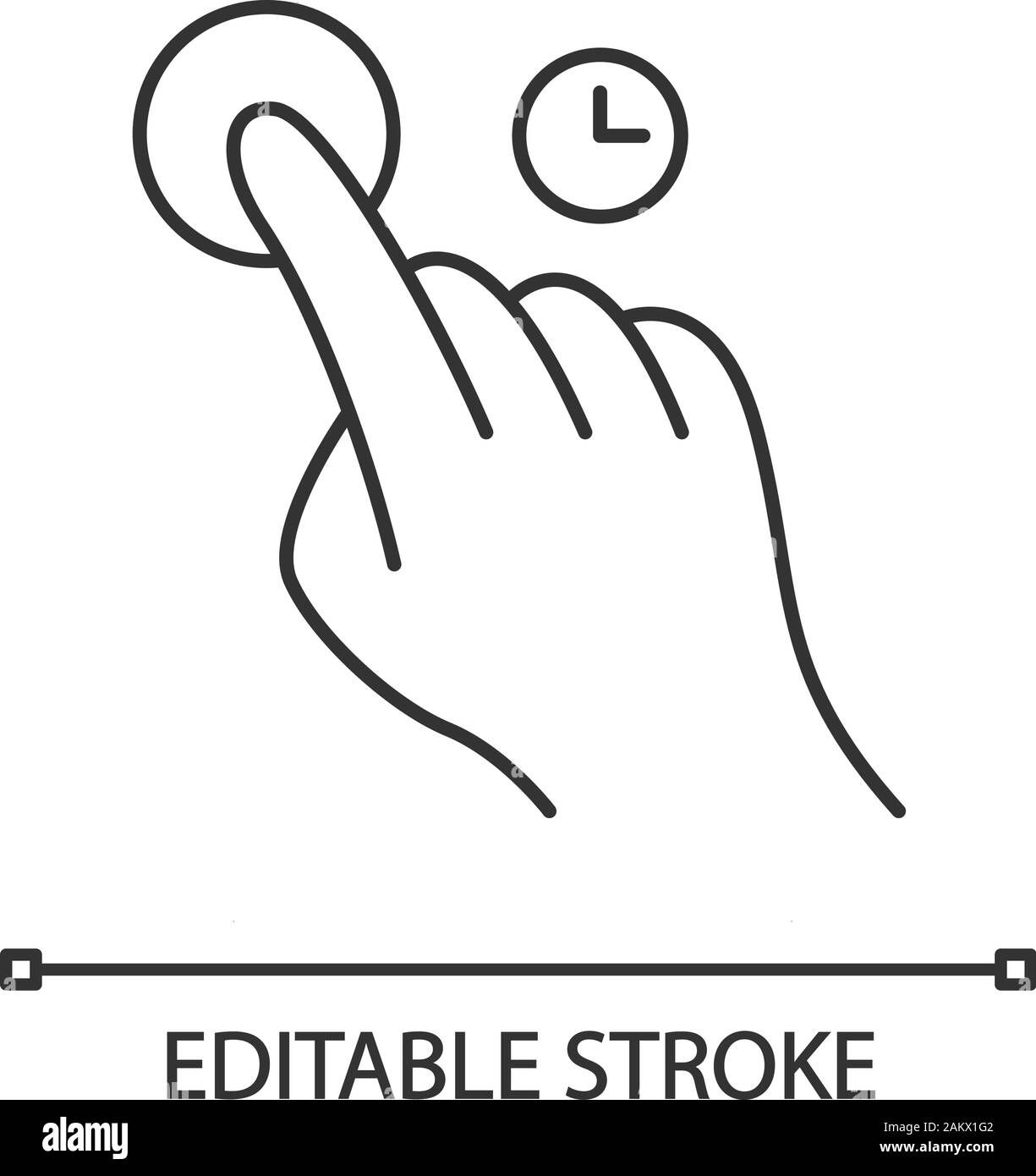 Touch And Hold Gesture Linear Icon Touchscreen Gesturing Human Hand And Fingers Using Sensory