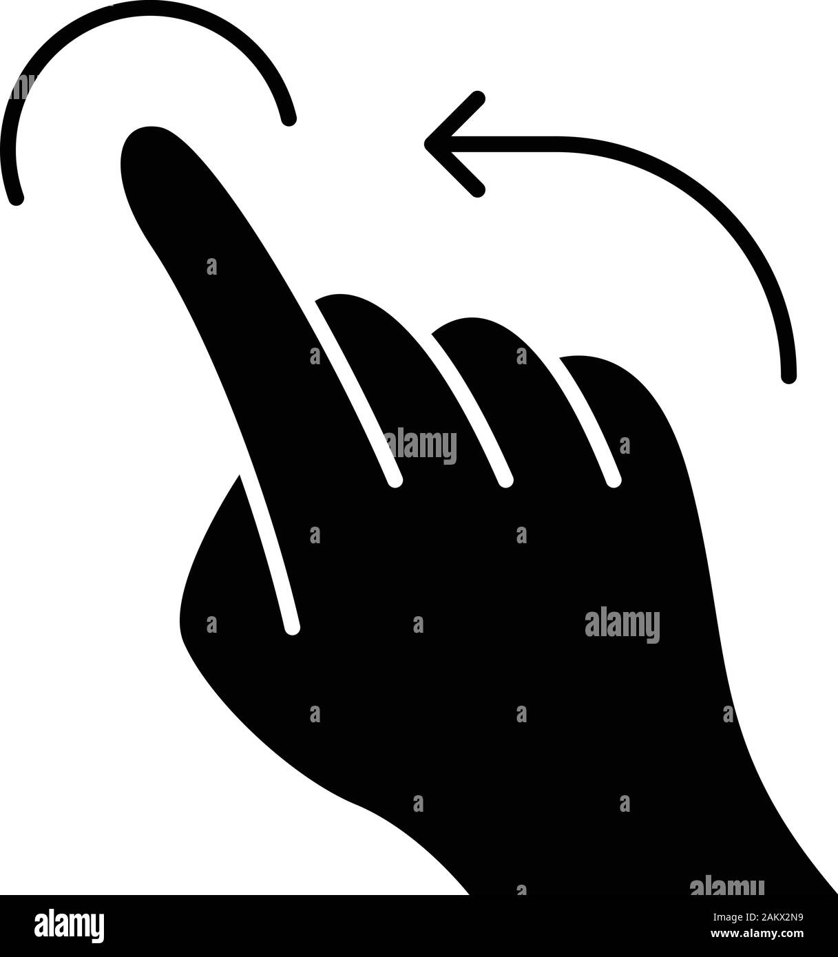 Flick left gesture glyph icon. Touchscreen gesturing. Human hand and ...