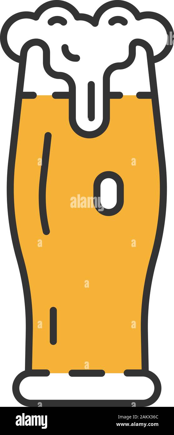 Glass of ale color icon. Beer pint. Bar, pub symbol. Isolated vector ...