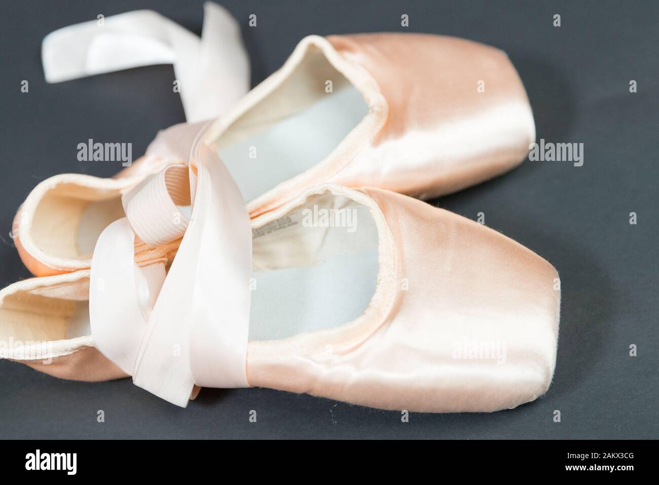 Closeup of a pair of dance shoes, ballet pointe shoes, and character ...