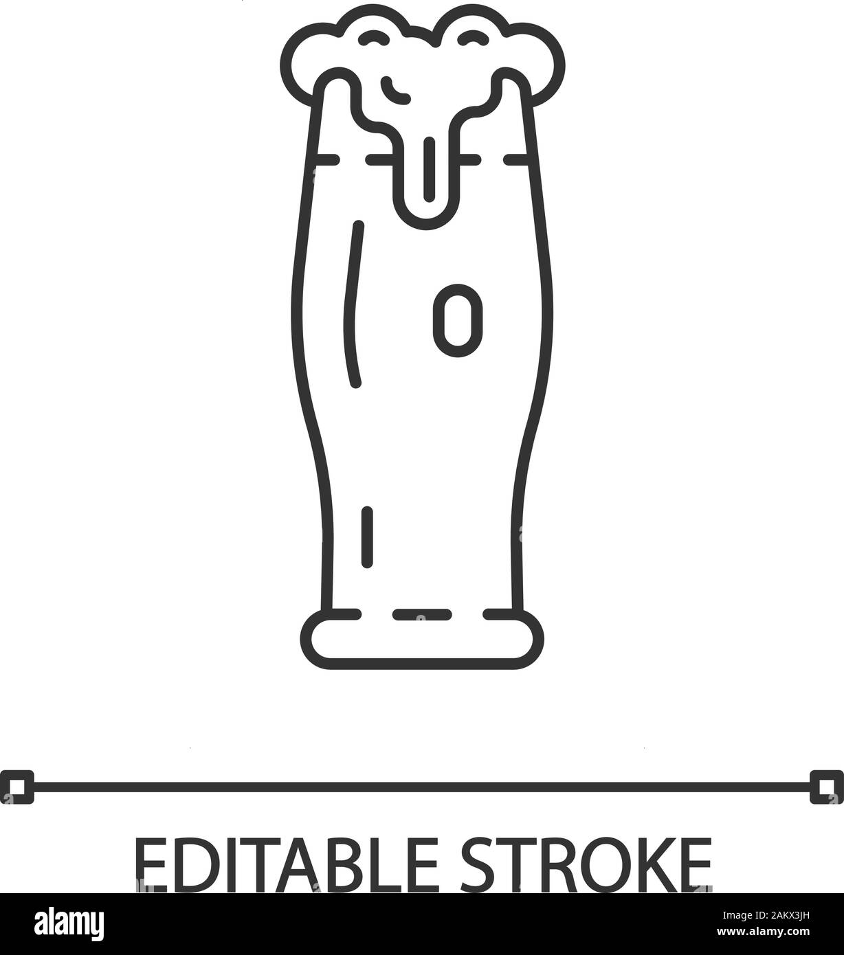 Glass of ale linear icon. Thin line illustration. Beer pint. Bar, pub ...