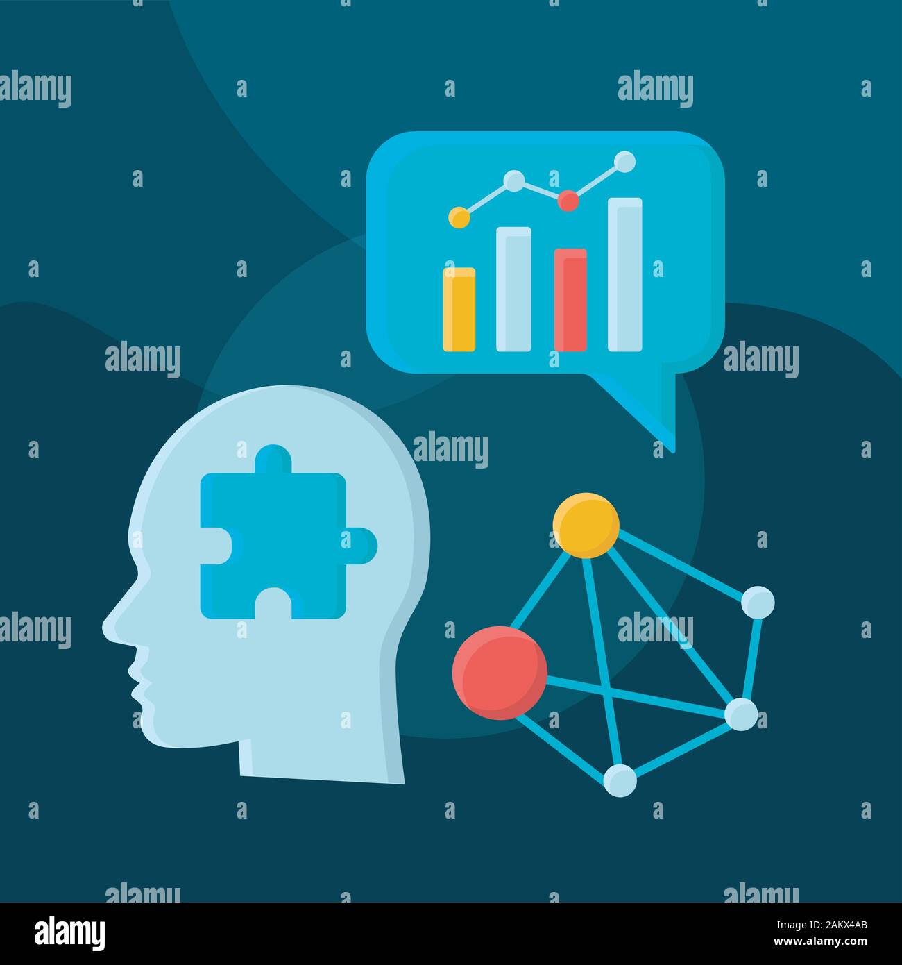 Analytics process flat concept vector icon. Analytical skills ...