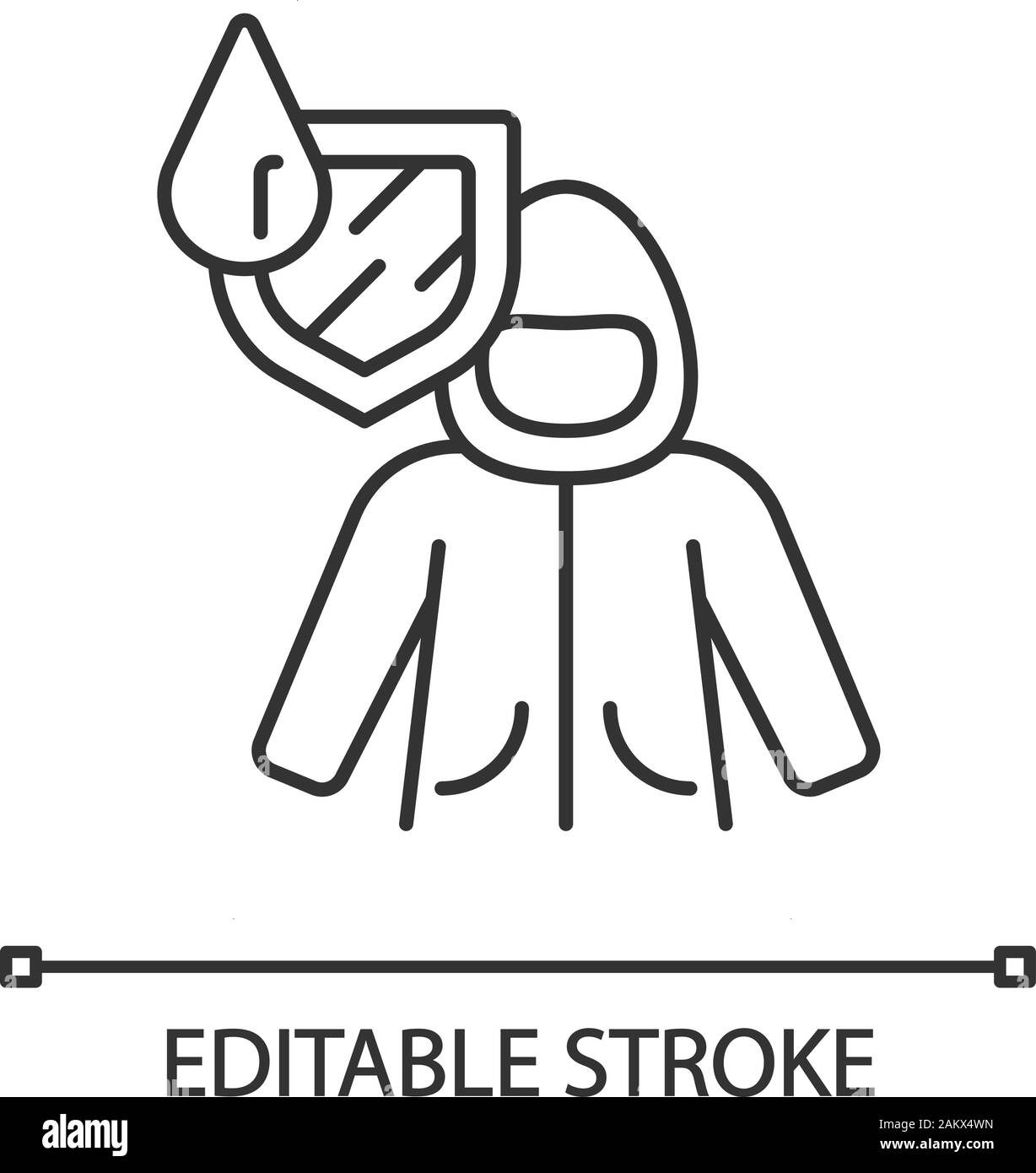 Raincoat linear icon. Water resistant fabric. Waterproof coat ...