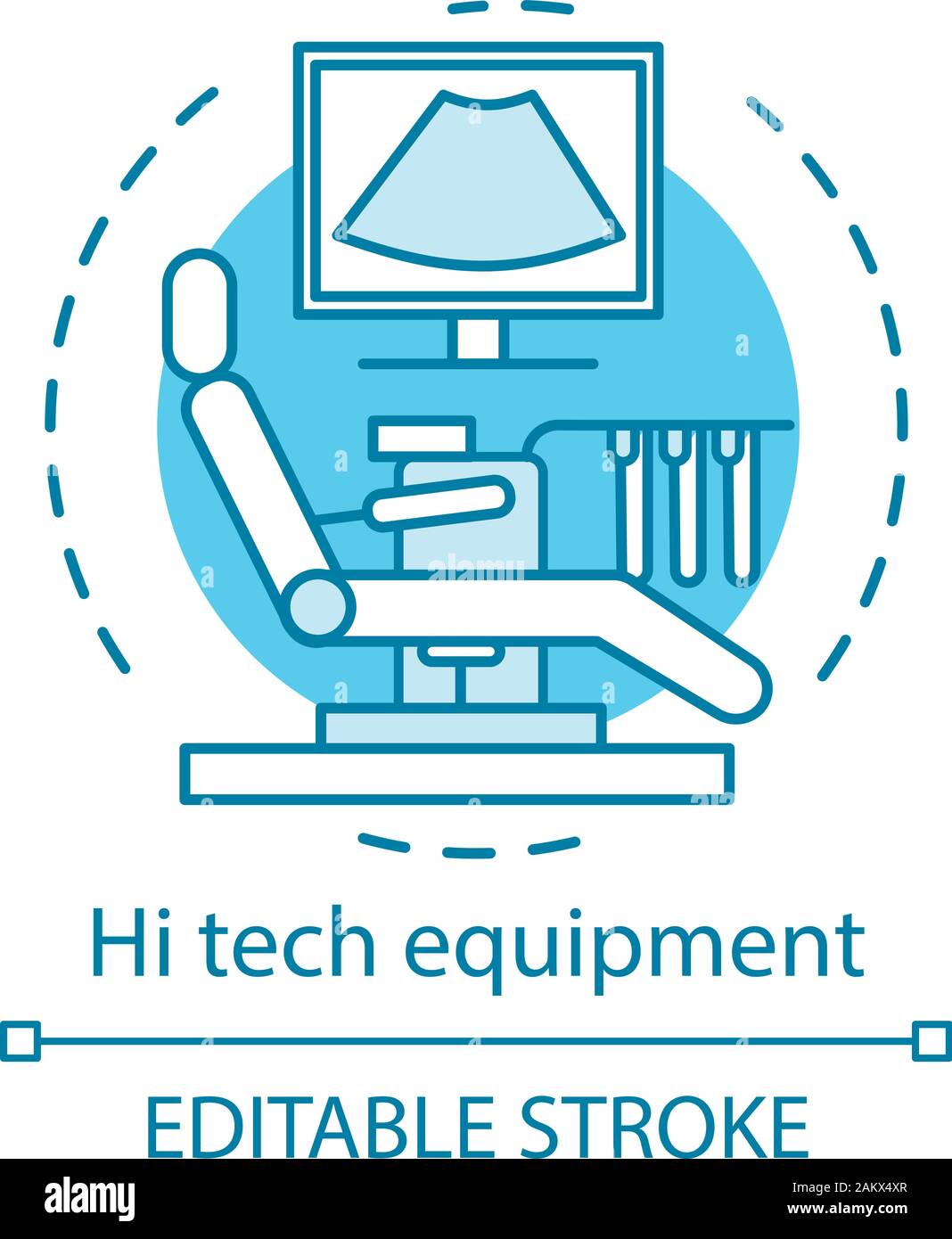 Hi tech medical equipment concept icon. Examination. Patient chair ...
